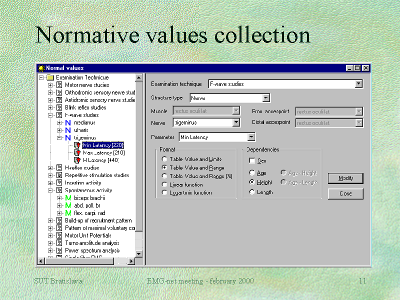 Normative values collection